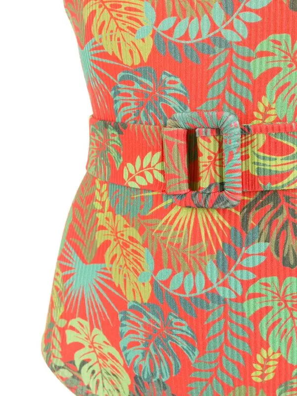 AMIR SLAMA Palm Leaf Print Swimsuit