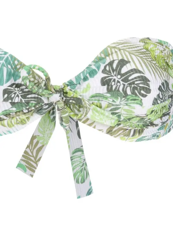 AMIR SLAMA Palm Leaf Print Bandeau Bikini