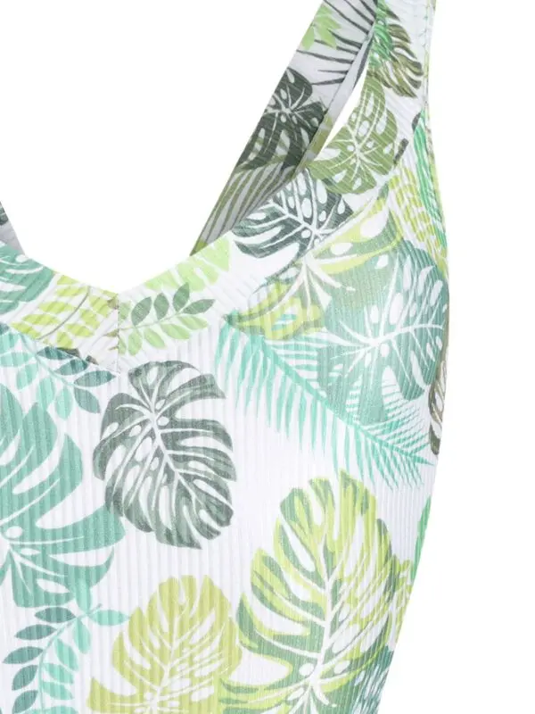 AMIR SLAMA Palm Leaf Print Swimsuit