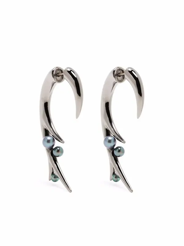 SHAUN LEANE Large Hook Pearl Earrings - Black