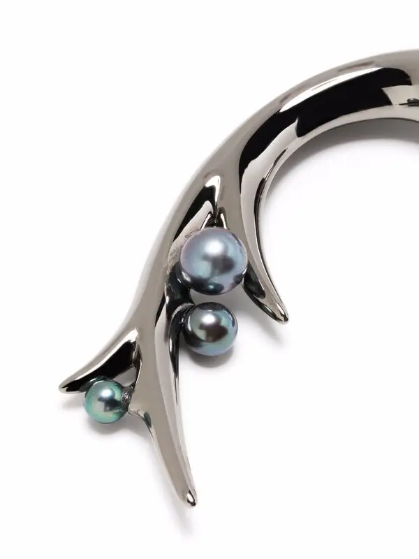 SHAUN LEANE Large Hook Pearl Earrings - Black