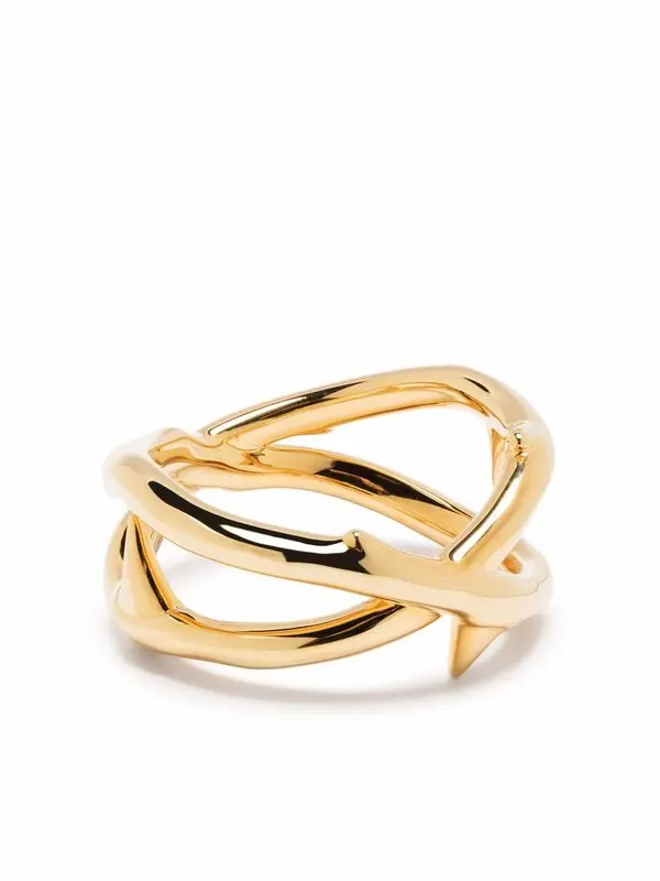 SHAUN LEANE Rose Thorn Wide Band Ring - Gold