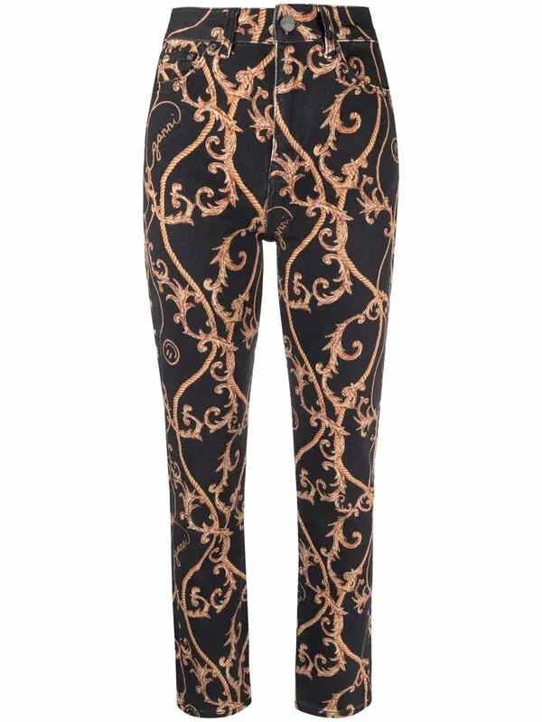 GANNI Baroque-print High-waist Jeans