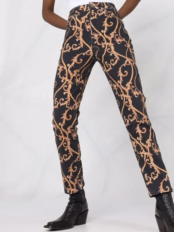 GANNI Baroque-print High-waist Jeans
