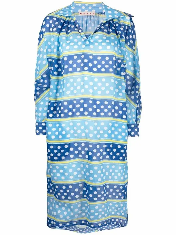 Marni Striped Polka Dot Print Dress