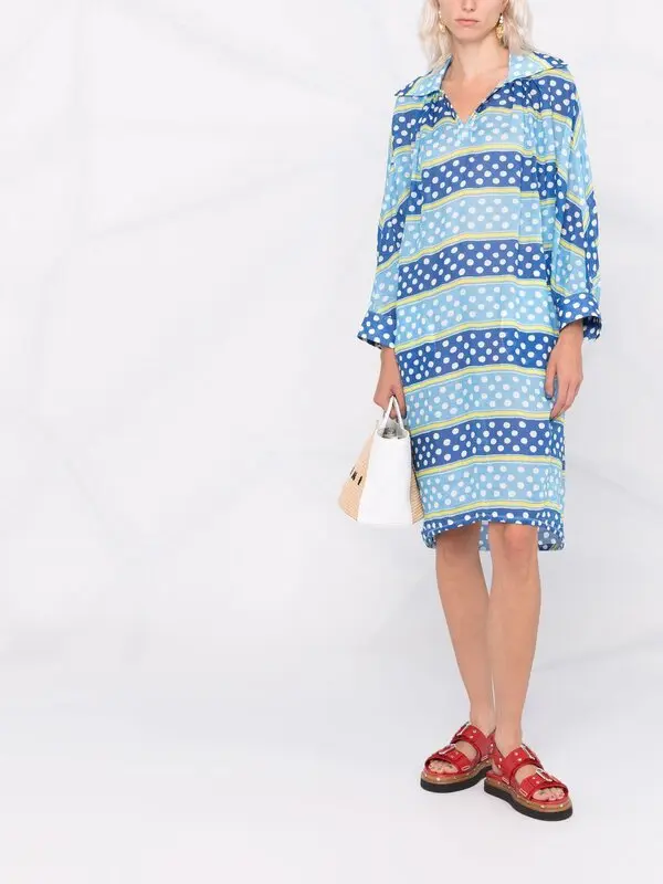 Marni Striped Polka Dot Print Dress