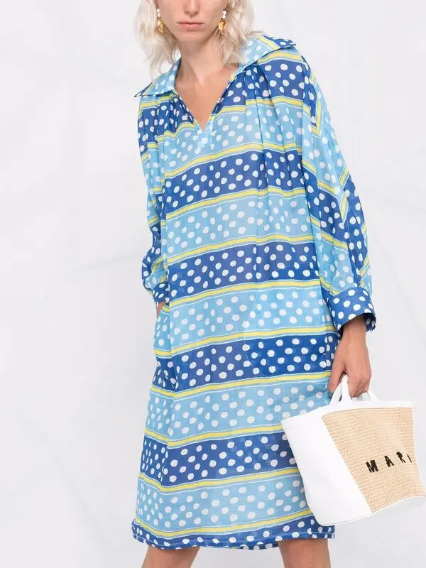 Marni Striped Polka Dot Print Dress