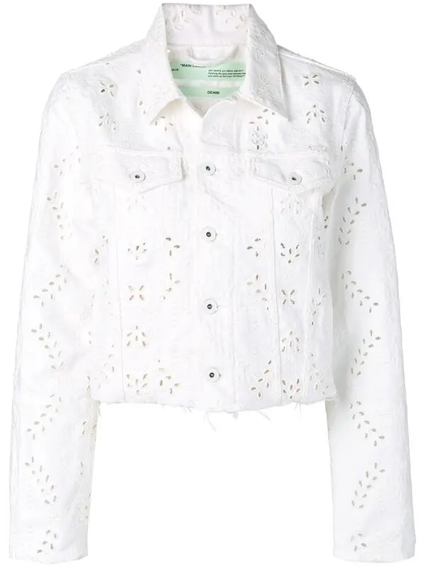 Off-White Broderie Anglaise Denim Jacket - White