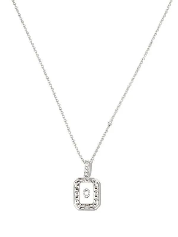 Shay 18kt White Gold O-initial Diamond Pendant Necklace - Silver