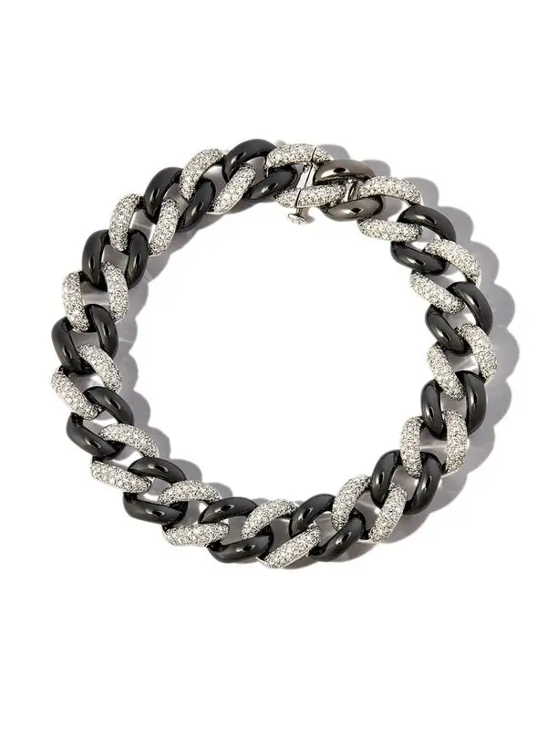 Shay 18k Gold Curb-chain Diamond Bracelet - Black