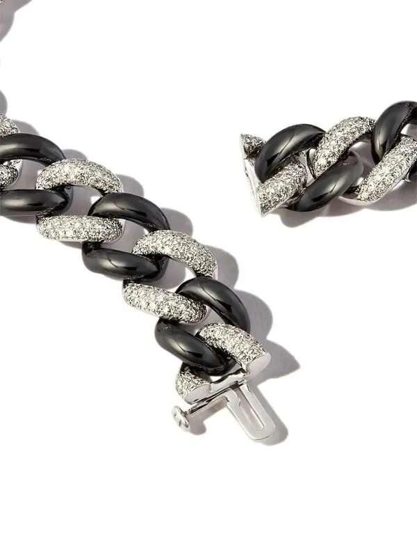 Shay 18k Gold Curb-chain Diamond Bracelet - Black