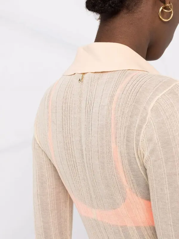 Patrizia Pepe Semi-sheer Ribbed Polo Shirt