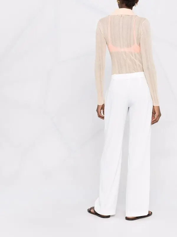 Patrizia Pepe Semi-sheer Ribbed Polo Shirt