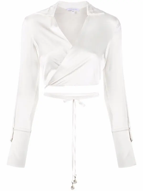 Patrizia Pepe Cropped Wraparound Shirt - White