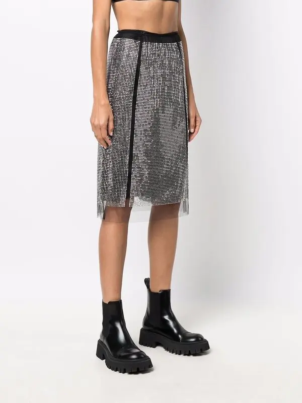 Prada Crystal-embellished Satin-trim Skirt