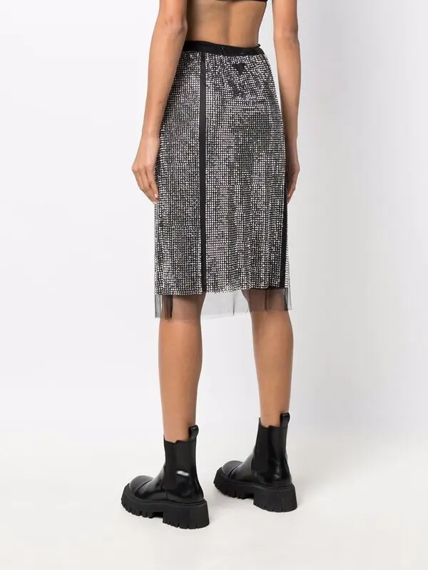 Prada Crystal-embellished Satin-trim Skirt