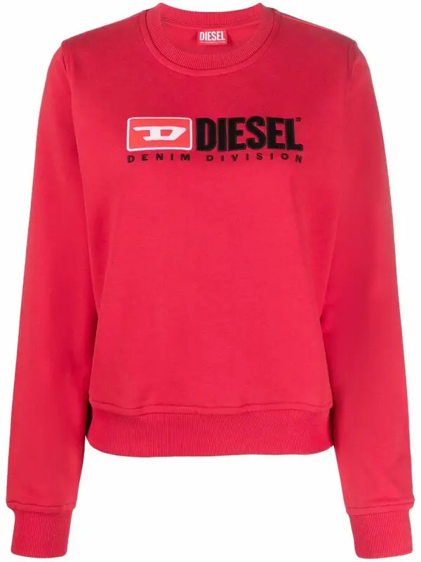 DIESEL® Embroidered Logo Crew Neck Sweatshirt - Red