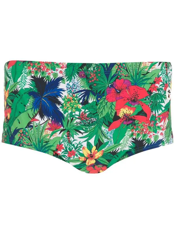 AMIR SLAMA Floral Print Swimming Trunks - Green