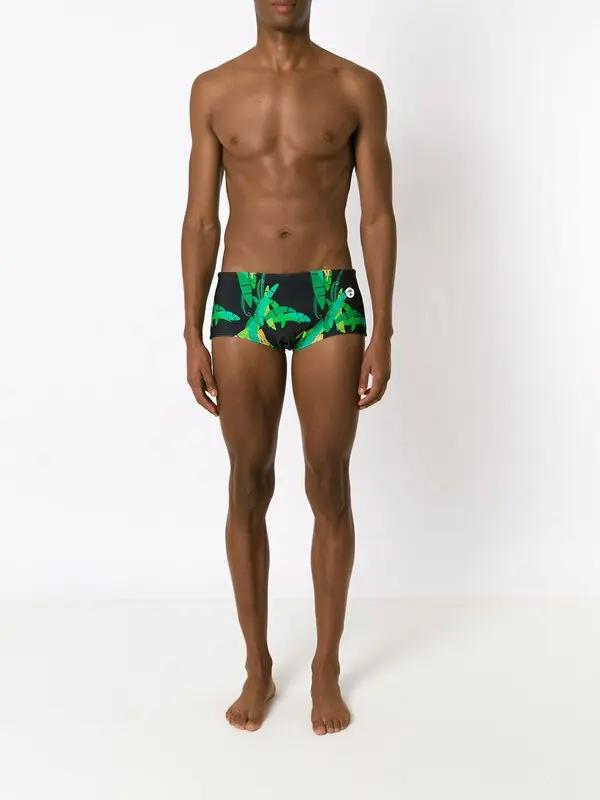 AMIR SLAMA Leaf-print Swimming Trunks