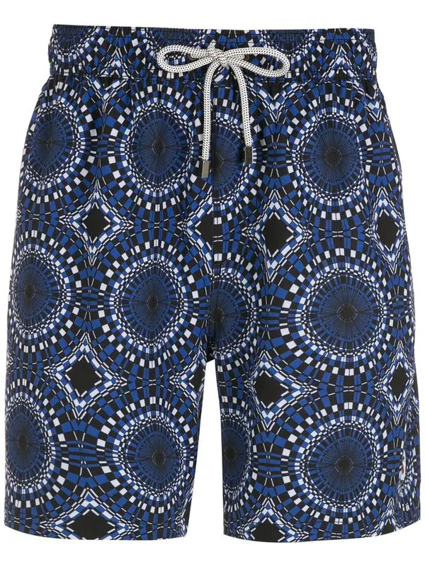 AMIR SLAMA Abstract-print Drawstring Swim Shorts - Blue