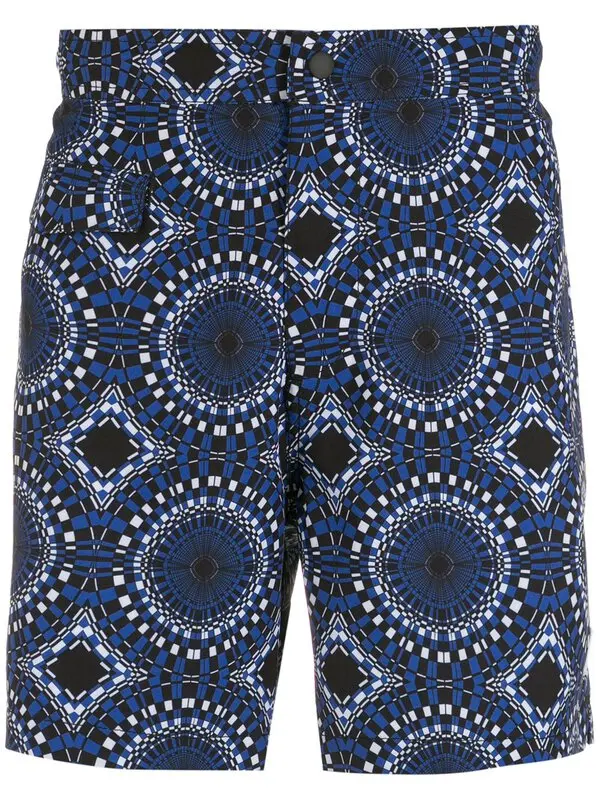 AMIR SLAMA Abstract-print Swim Shorts - Blue