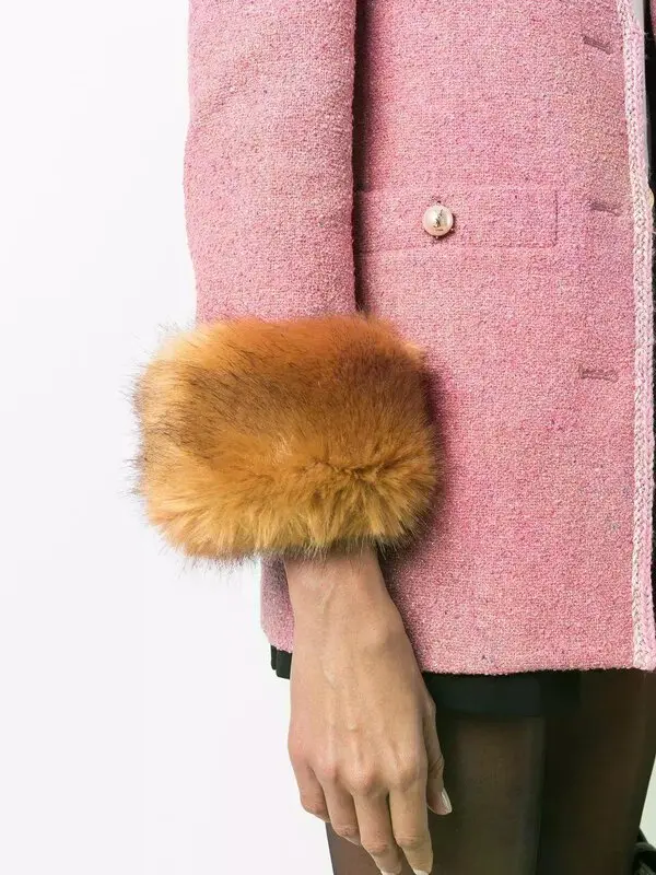 Saint Laurent Faux Fur Detail Fitted Jacket