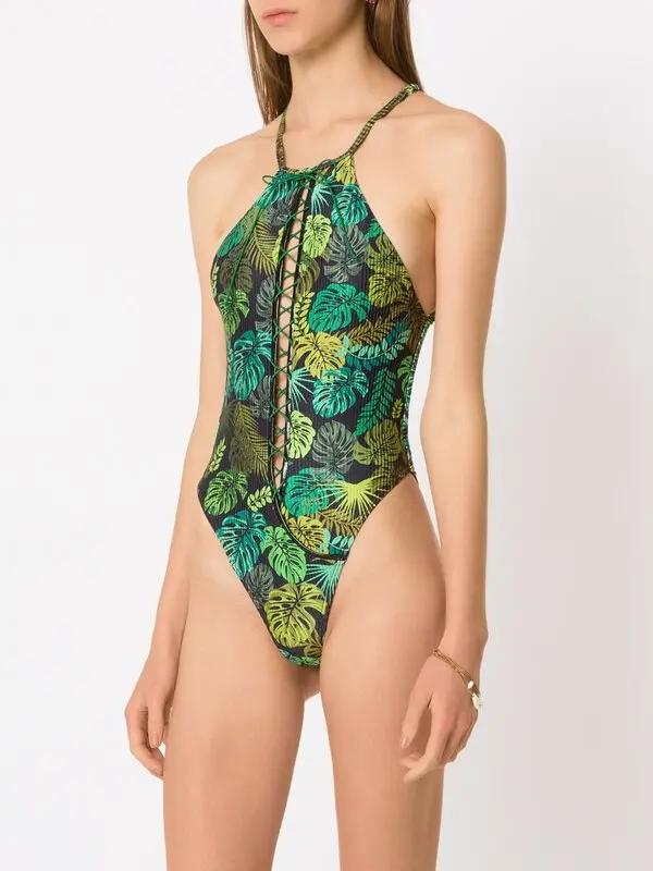AMIR SLAMA Tropical Print One-piece Swimsuit