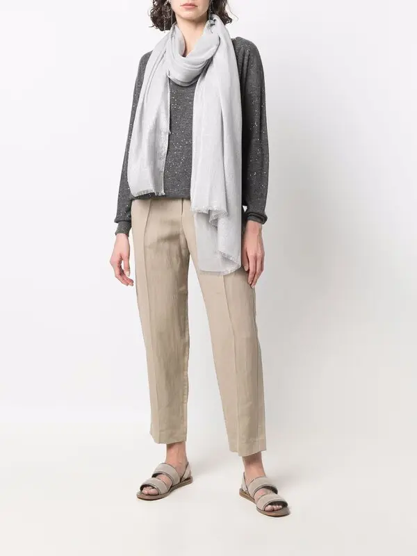 Brunello Cucinelli Fringed-edge Scarf - Grey