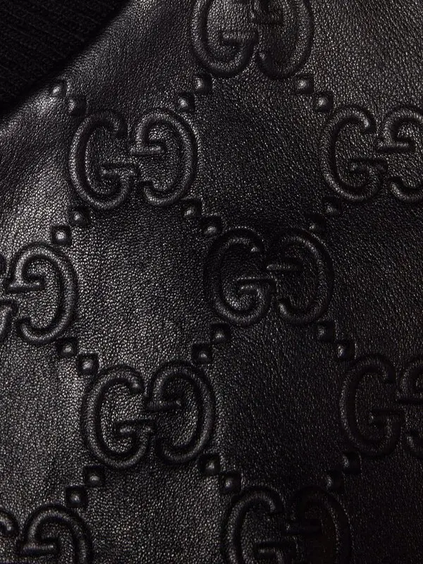 Gucci Gg-debossed Leather Jacket