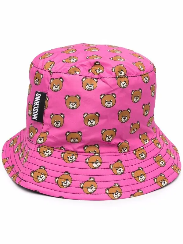 Moschino teddy bear print brim patent bucket hat Moschino Bucket Hat Black Toy Bear SALE - Como Milano main image 3