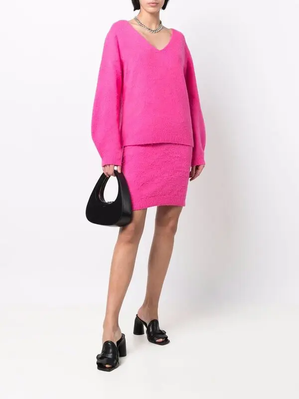 Helmut Lang Textured Knit Pencil Skirt - Pink