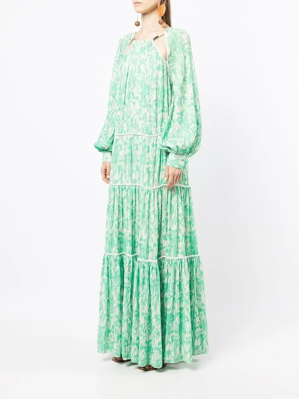 Simkhai Long Puff Sleeve Floral Print Maxi Dress