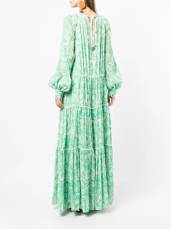 Simkhai Long Puff Sleeve Floral Print Maxi Dress