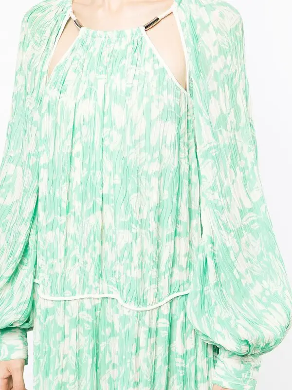 Simkhai Long Puff Sleeve Floral Print Maxi Dress