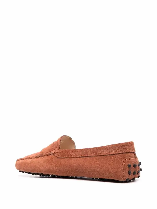 TOD'S Almond Toe Suede Loafers - Orange