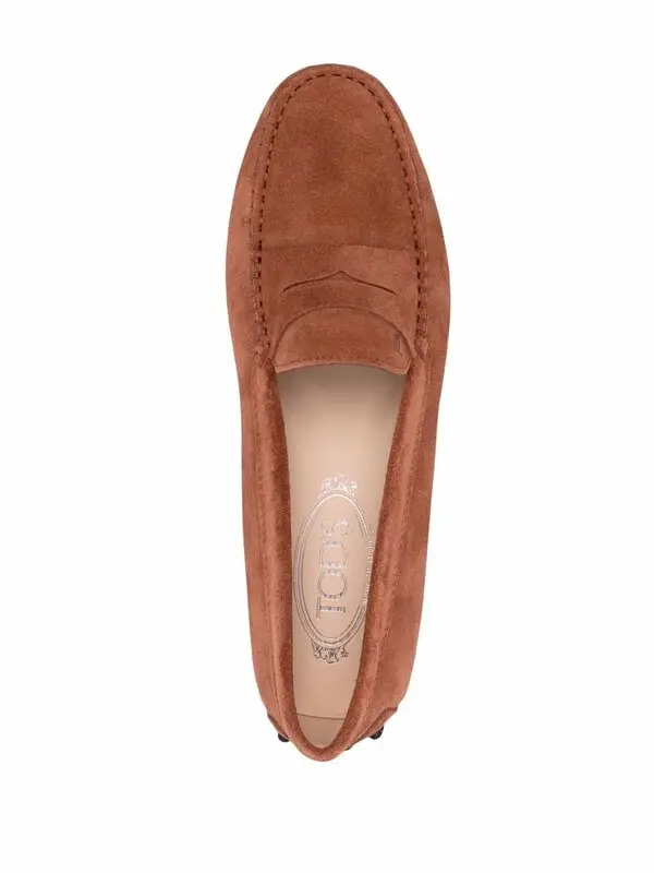 TOD'S Almond Toe Suede Loafers - Orange