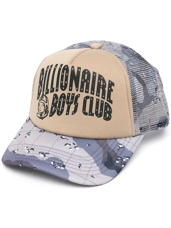 Billionaire Boys Club Camouflage Logo-Print Trucker Hat Brown