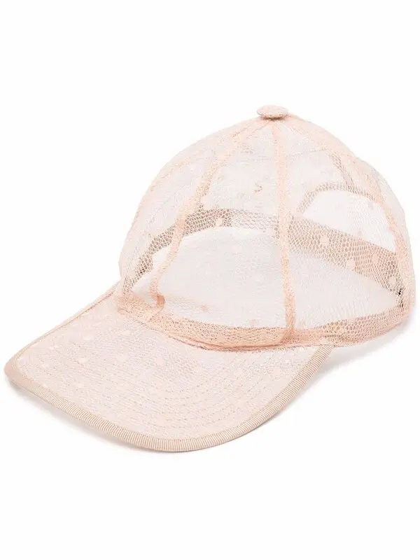 Red Valentino Point D'esprit Mesh Baseball Cap - Pink