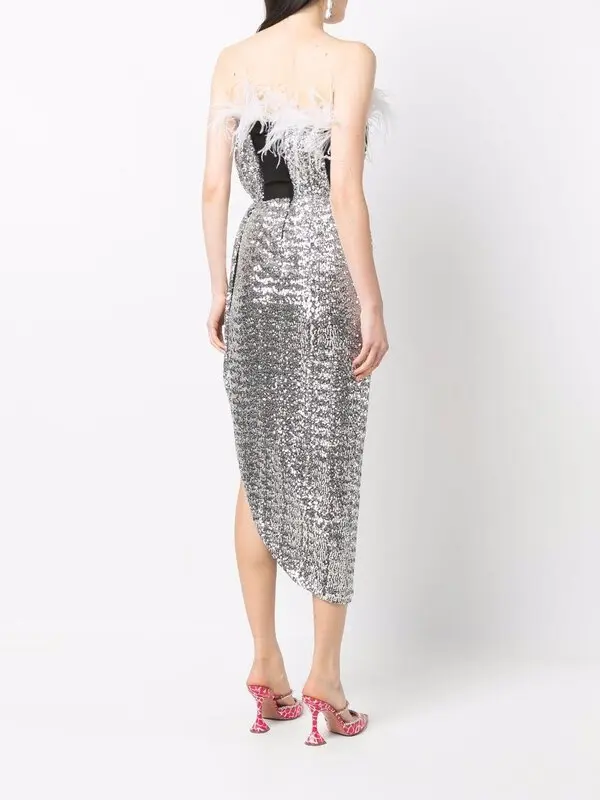 Nervi Feather-detail Sequin Dress