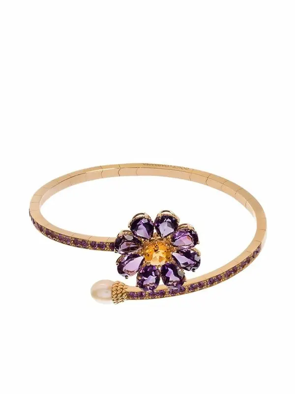Dolce & Gabbana 18k Yellow Amethyst, Citrine And Pearl Bracelet - Gold