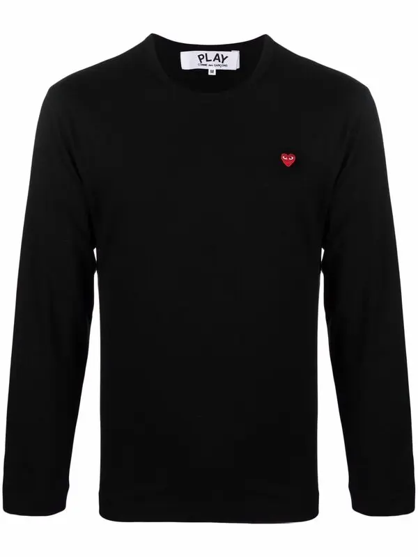 Play Comme Des Garcon Logo-patch Cotton T-shirt - Black
