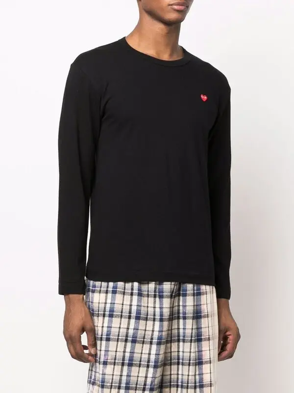 Play Comme Des Garcon Logo-patch Cotton T-shirt - Black