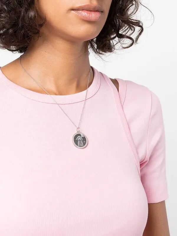 Monica Rich Kosann Round Mosaic Half Locket Necklace - Silver