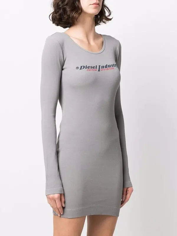 DIESEL® Logo Print Ribbed Sweater Dress