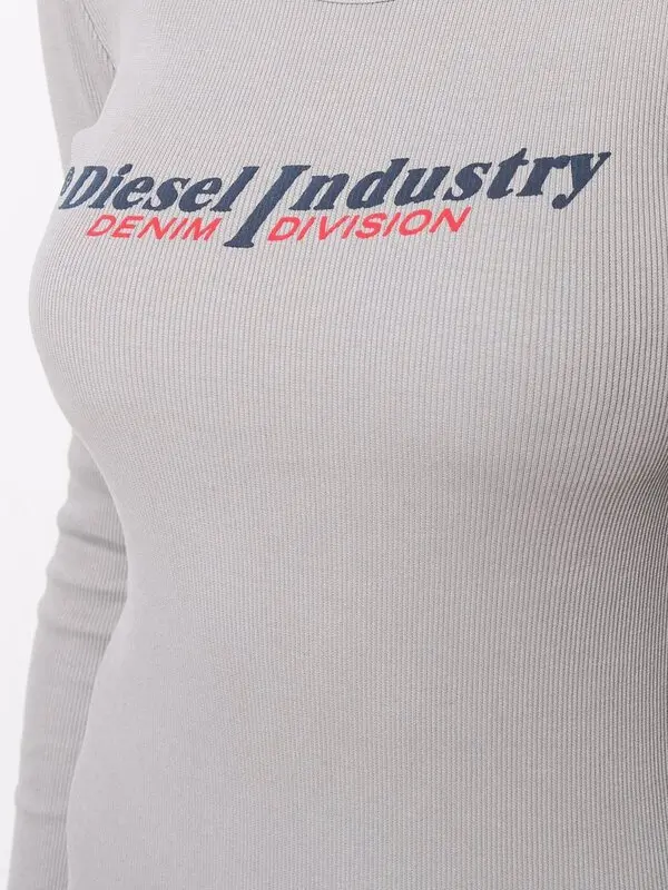 DIESEL® Logo Print Ribbed Sweater Dress