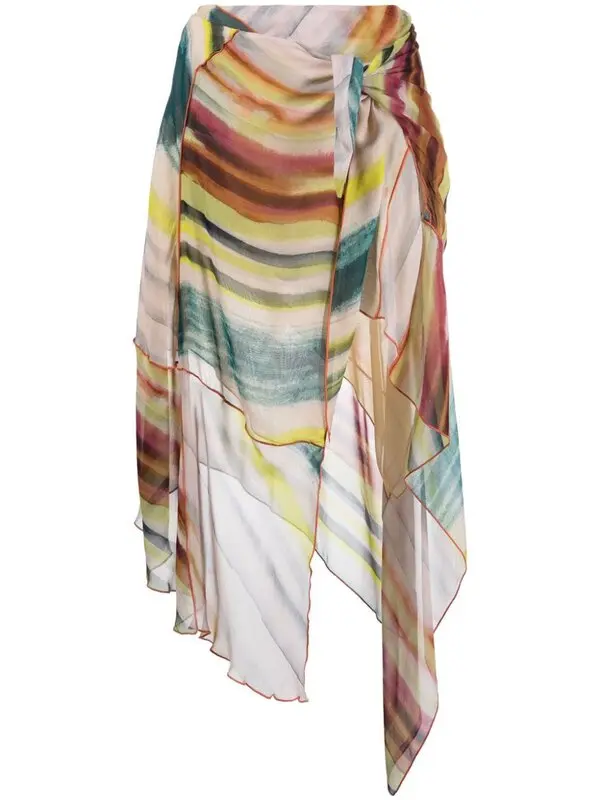 DIESEL® O-rubino Patchwork Striped Skirt - Green