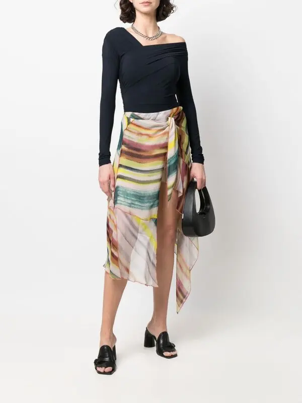 DIESEL® O-rubino Patchwork Striped Skirt