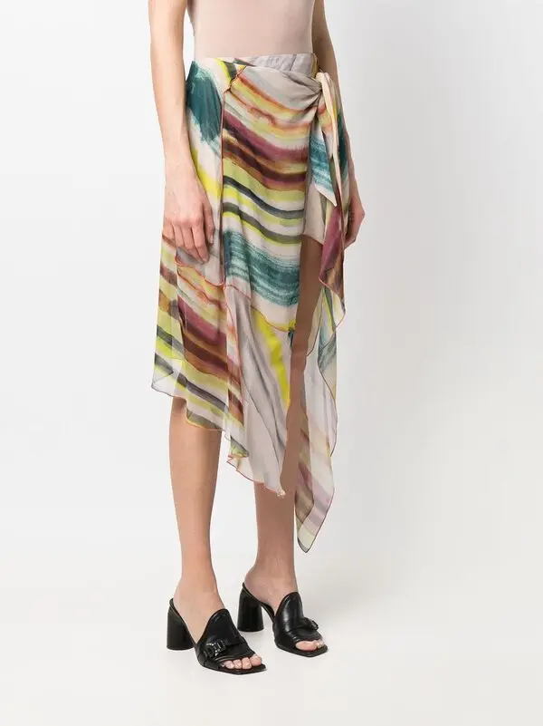 DIESEL® O-rubino Patchwork Striped Skirt
