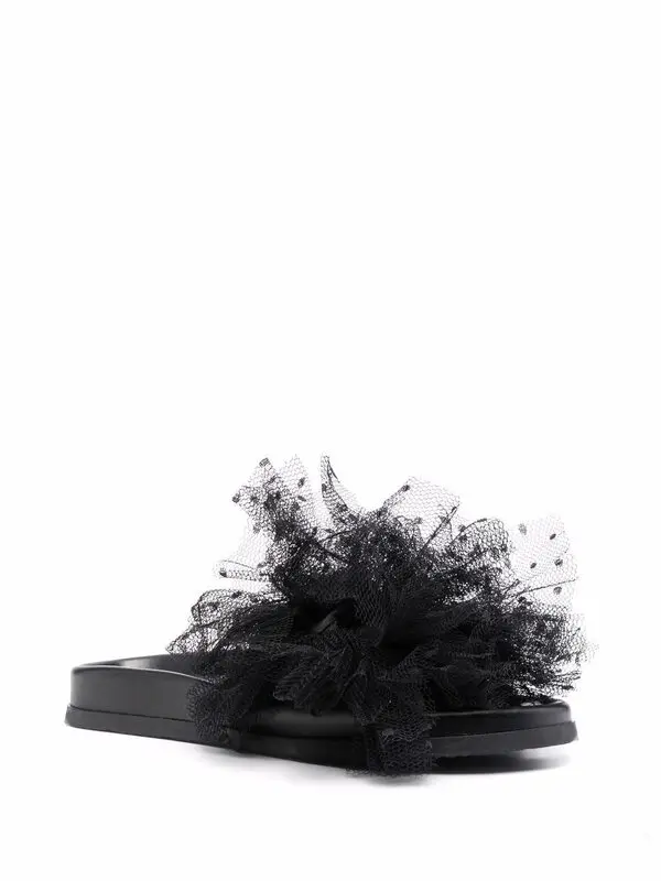 Red Valentino Point D'esprit Tulle Slip-on Sandals