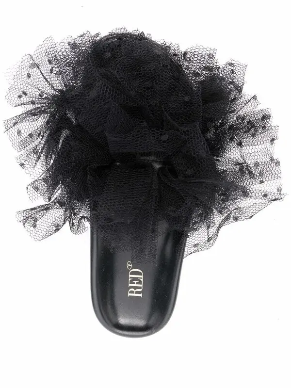 Red Valentino Point D'esprit Tulle Slip-on Sandals